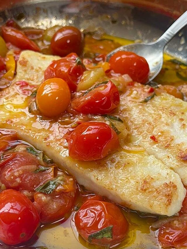 Easy Pan Seared Fish with Cherry Tomatoes Story - Razia Cooks